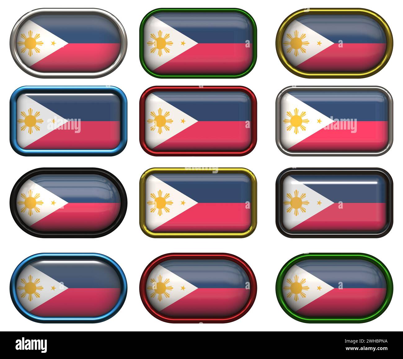 12 buttons of the Flag of Philippines Stock Photo - Alamy