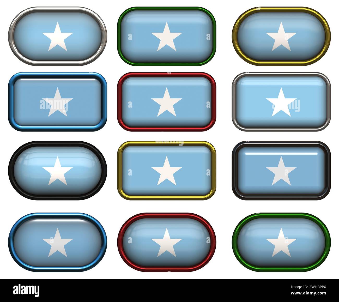12 buttons of the Flag of Somalia Stock Photo - Alamy