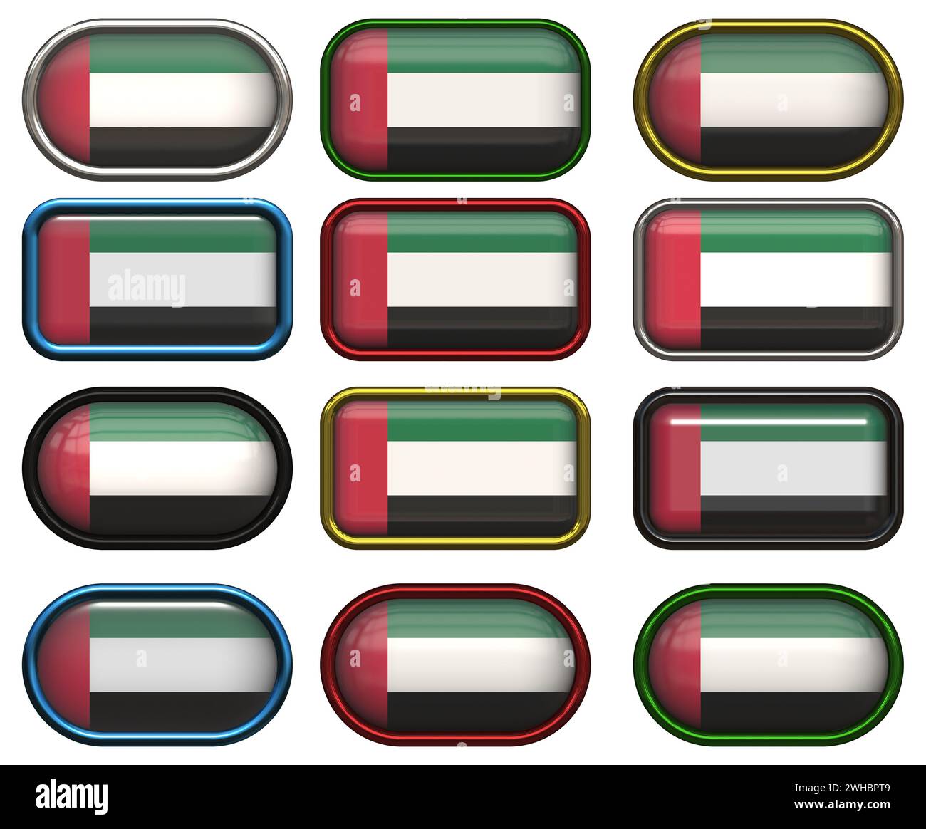 12 buttons of the Flag of United Arab Emirates Stock Photo - Alamy