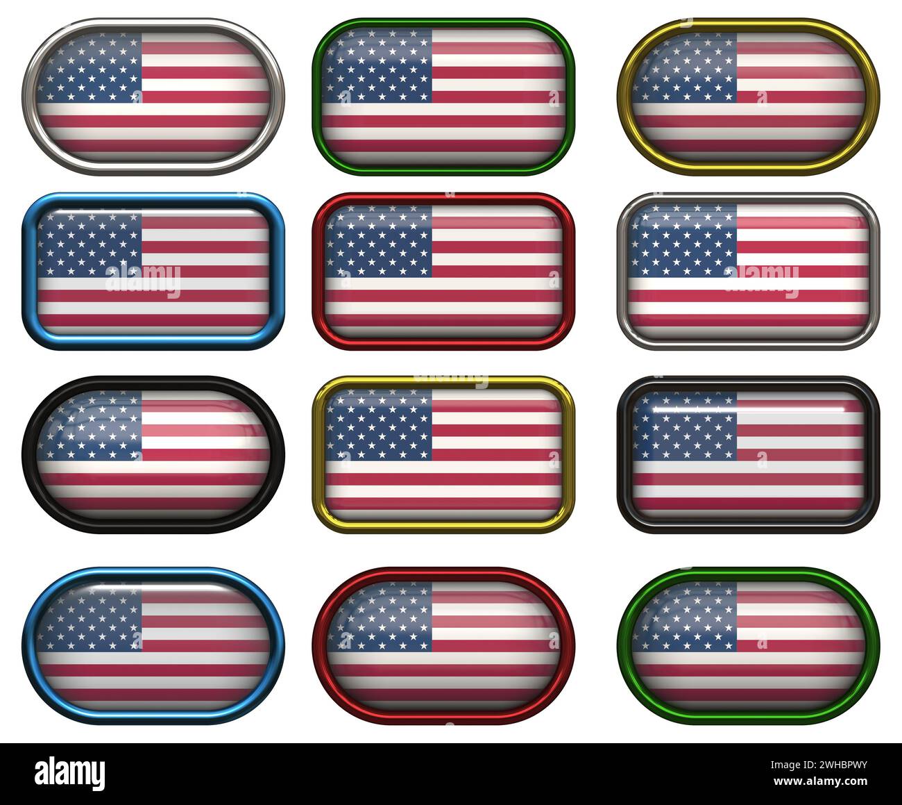 12 buttons of the Flag of the United States Stock Photo - Alamy