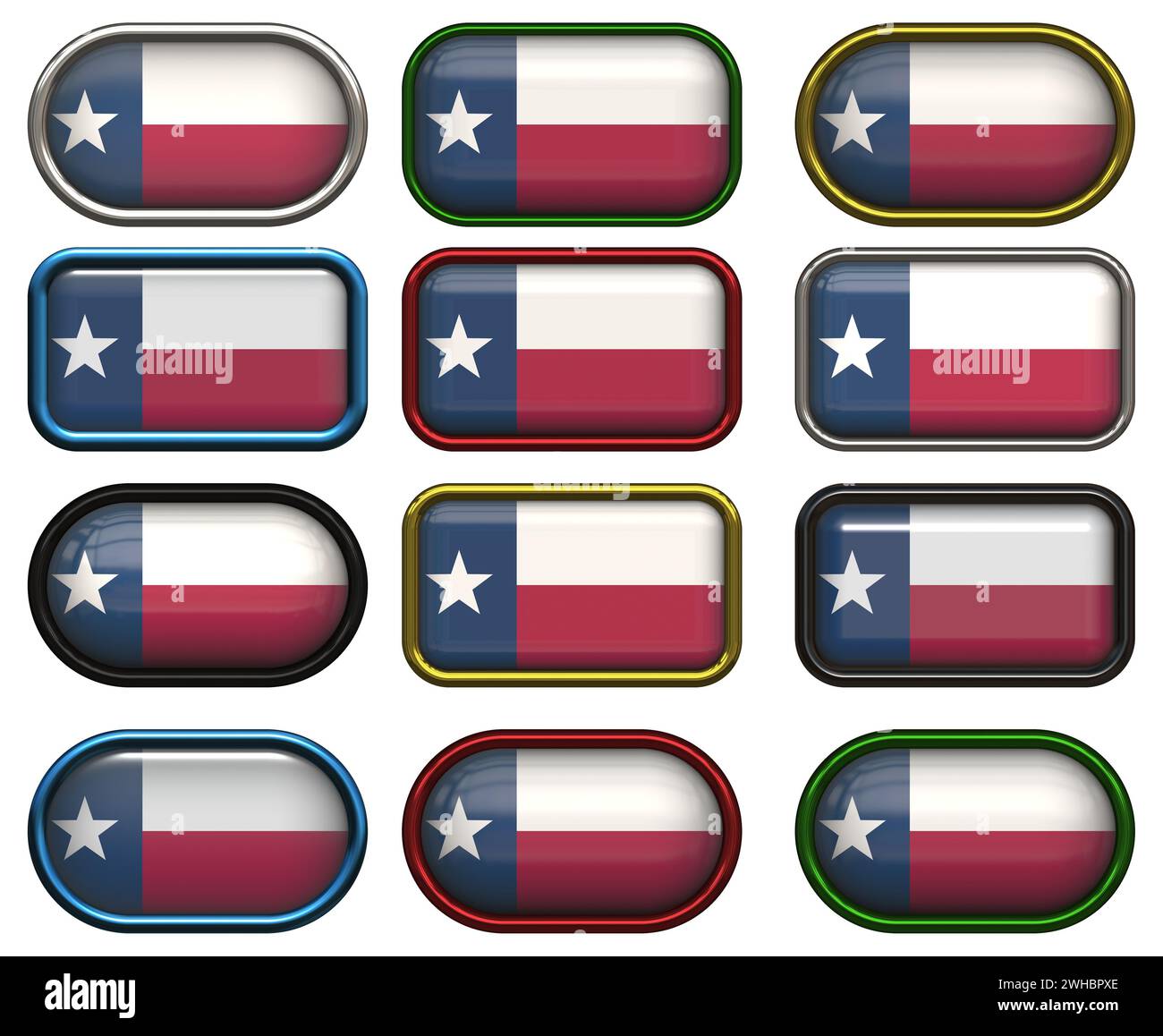 12 buttons of the Flag of Texas Stock Photo - Alamy