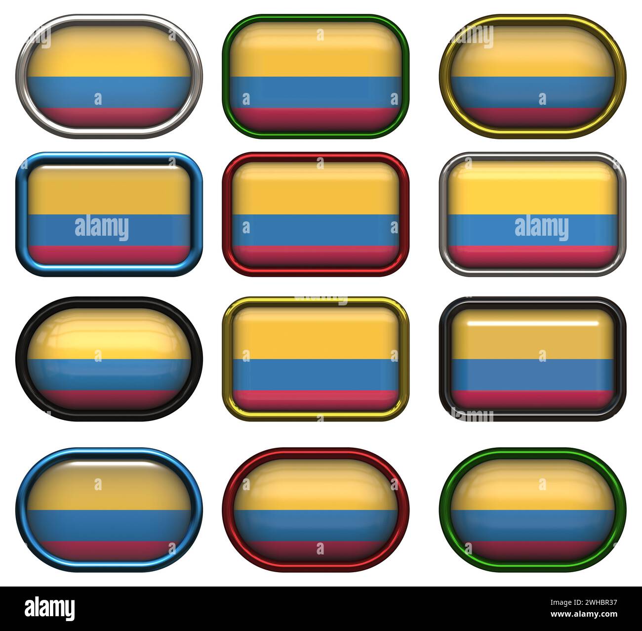 Twelve buttons of the Flag of Colombia Stock Photo - Alamy