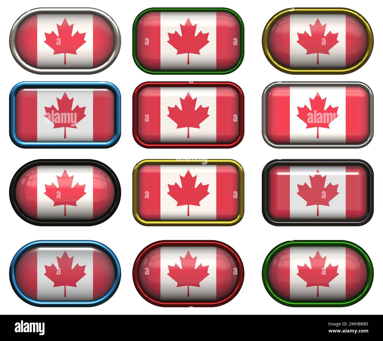 Twelve buttons of the Flag of Canada Stock Photo - Alamy