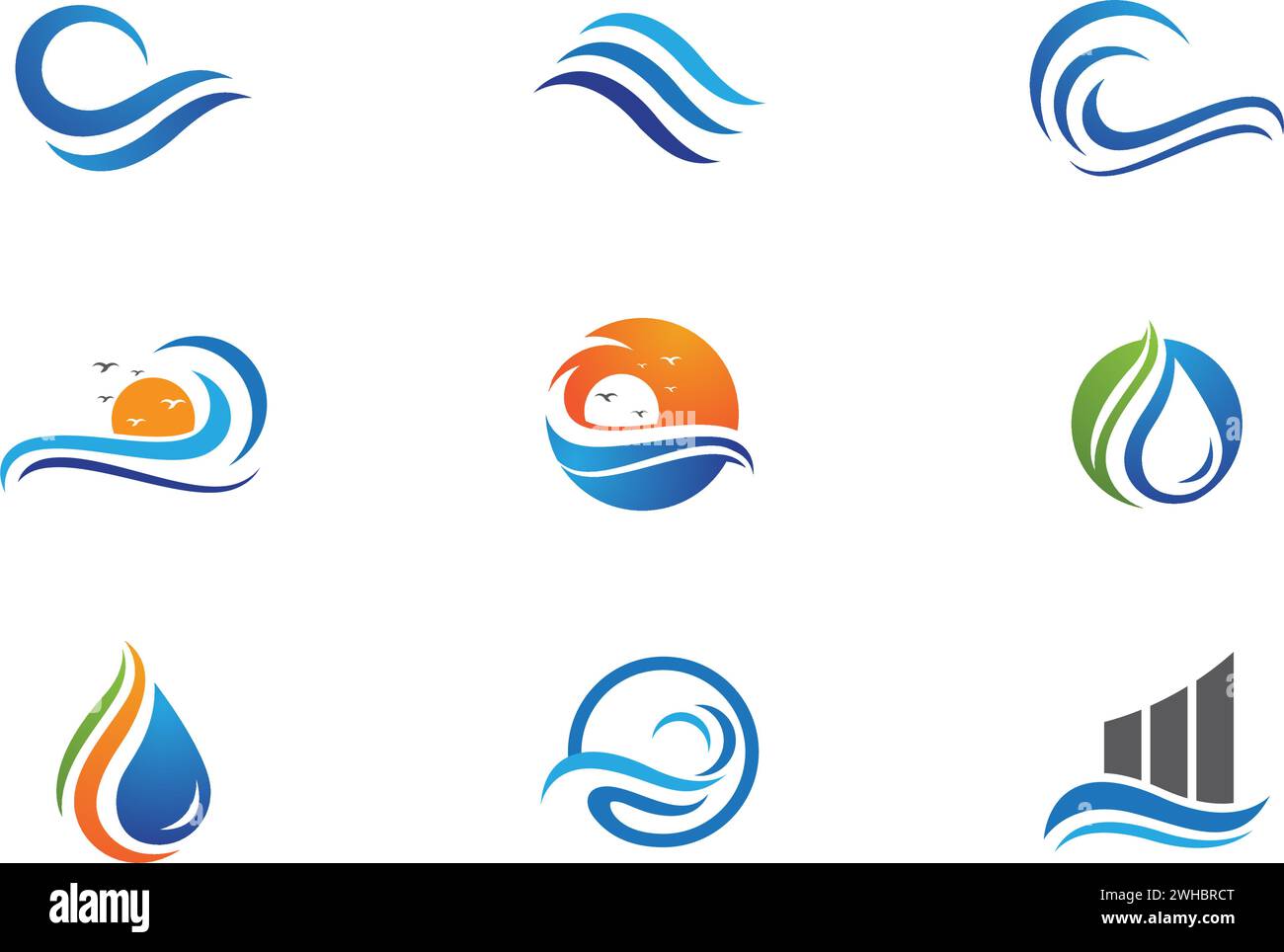 Water Wave symbol and icon Logo Template vector Stock Vector Image ...