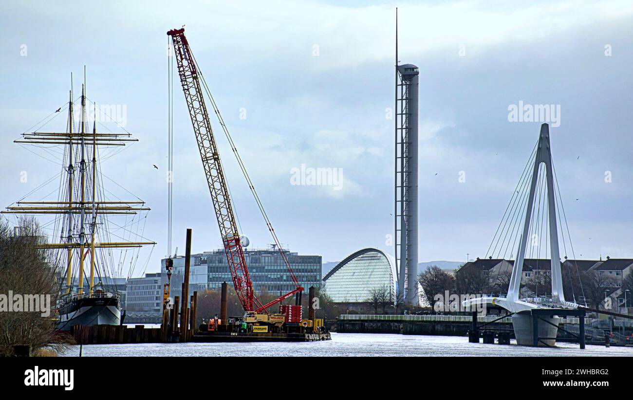 Glasgow, Scotland, UK. 9tht February, 2024. he Govan-Partick Bridge ...