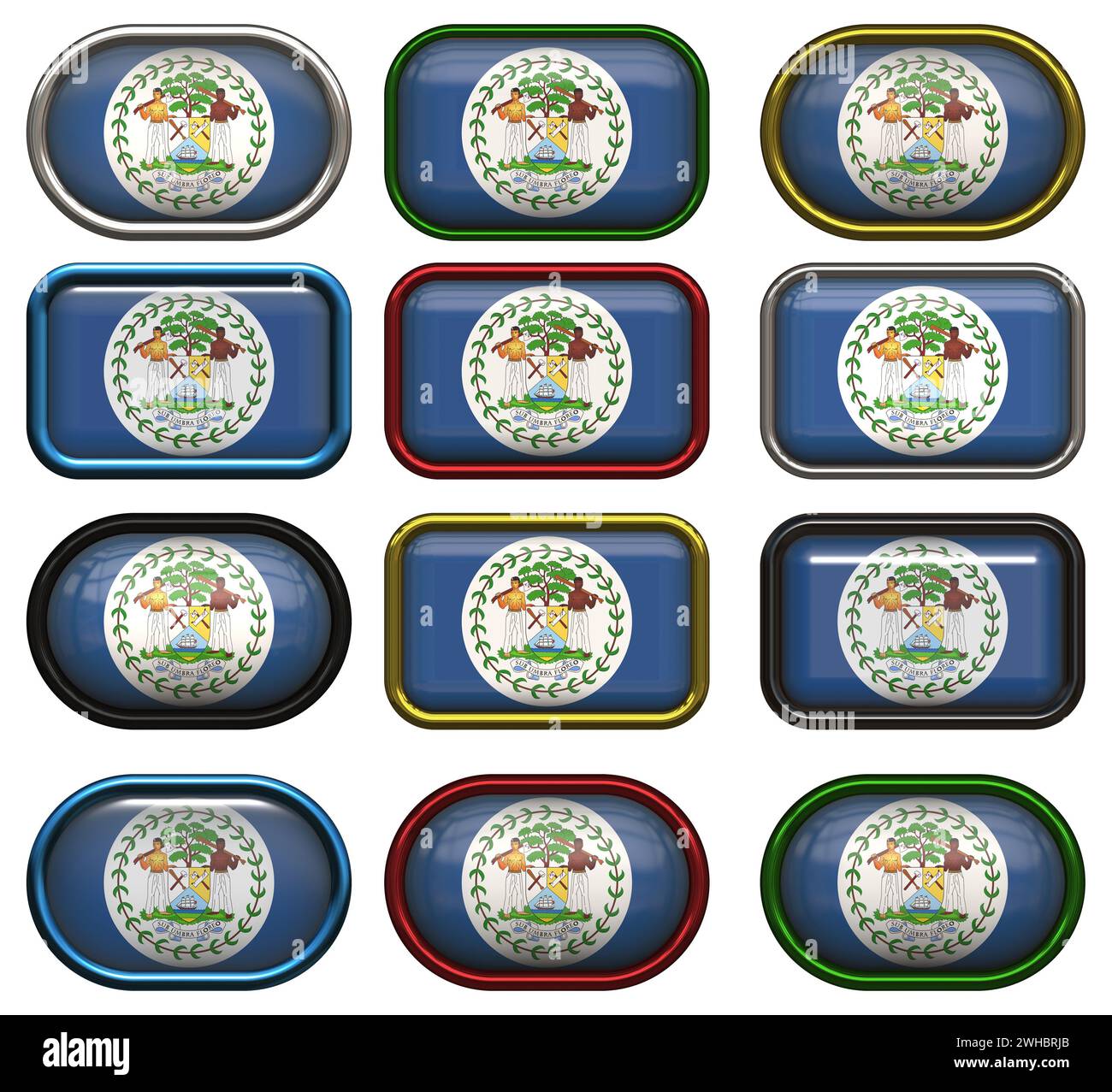Twelve buttons of the Flag of Belize Stock Photo - Alamy