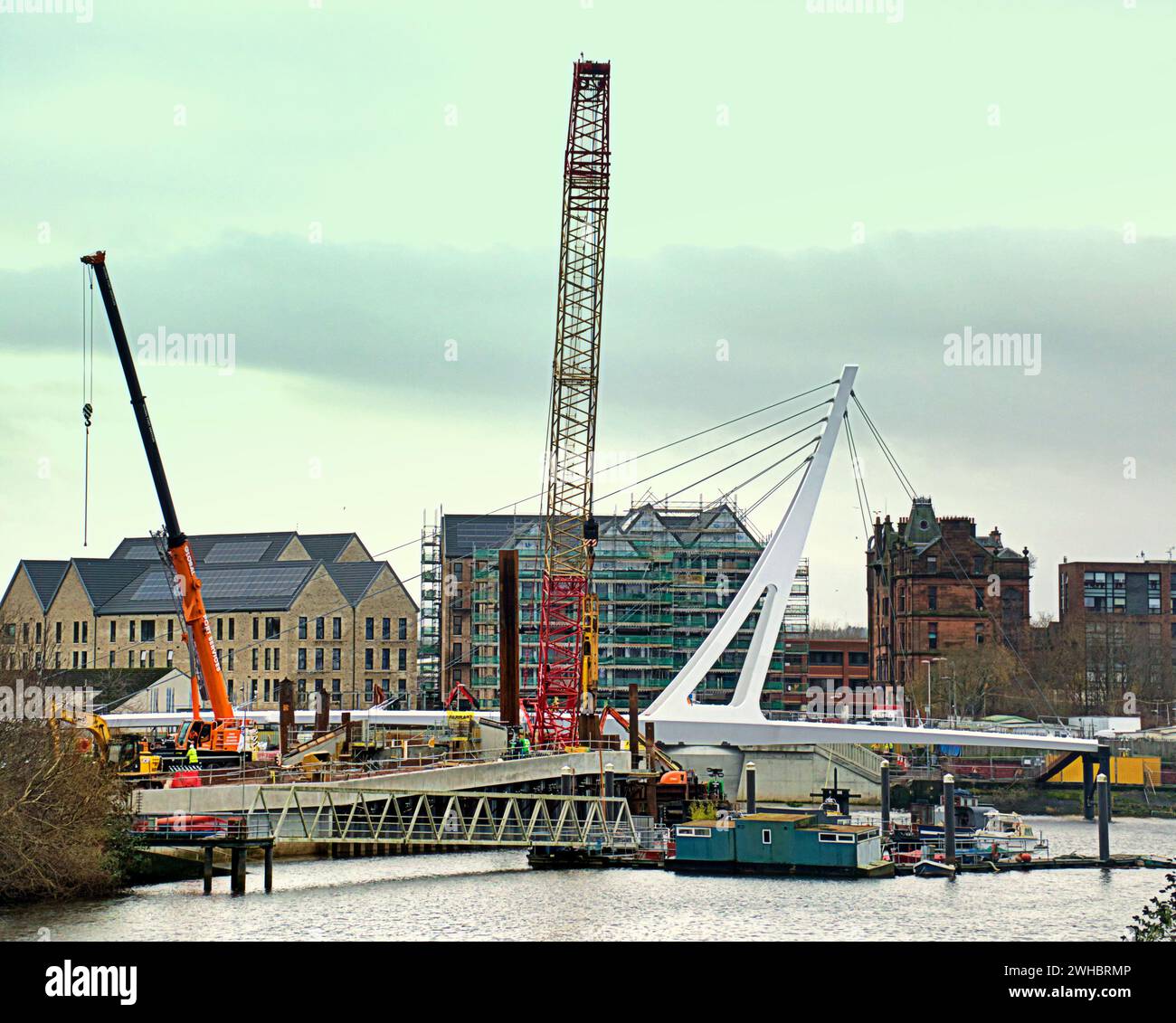 Glasgow, Scotland, UK. 9tht February, 2024. he Govan-Partick Bridge ...