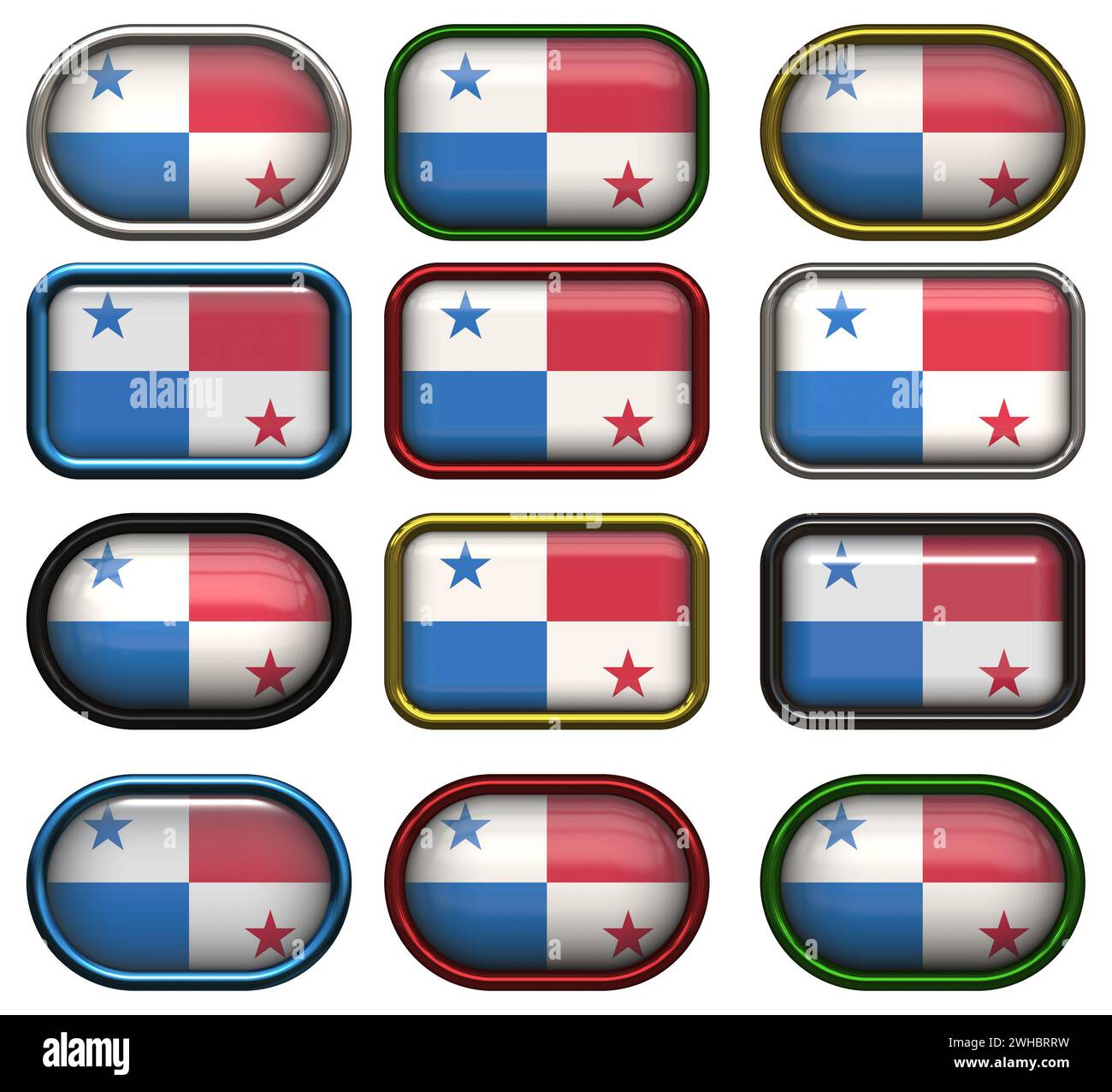 Twelve buttons of the Flag of Panama Stock Photo - Alamy