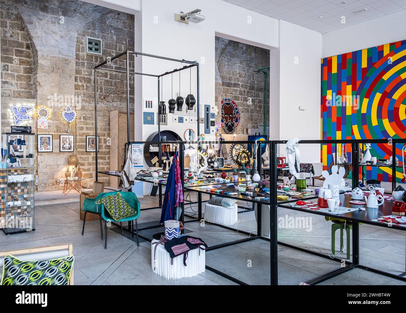 interior of the Puglia design store (Apulian craftsmanship) in the ...