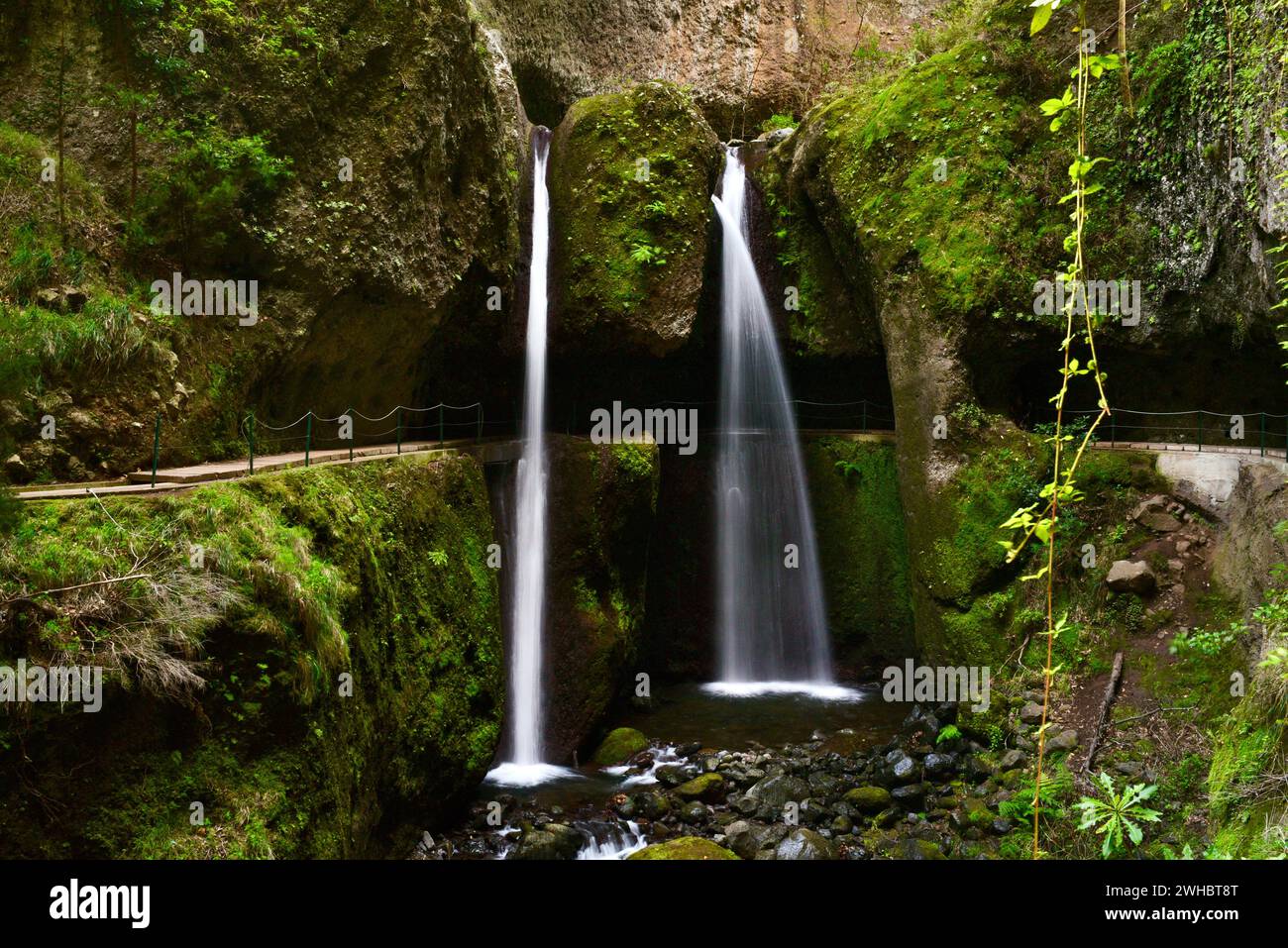 Spectacular waterfalls at the popular Levada Novo hiking trail that ...