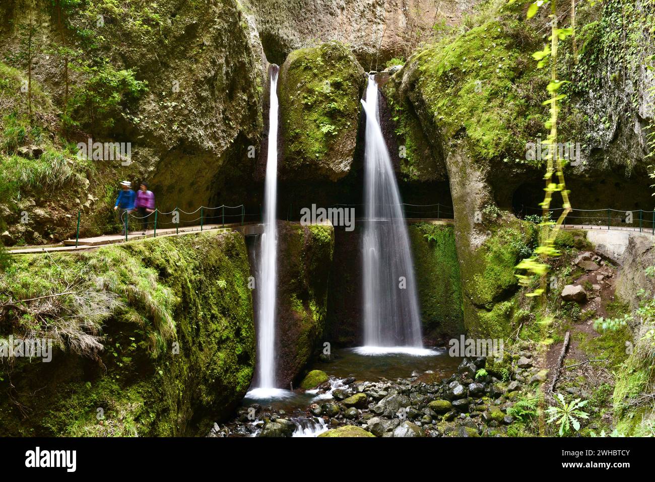 Spectacular waterfalls at the popular Levada Novo hiking trail that ...