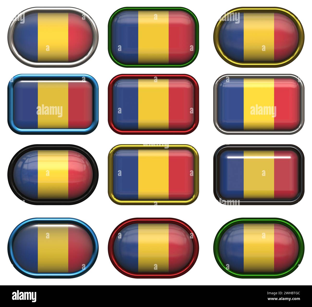 twelve buttons of the Flag of Romania Stock Photo - Alamy