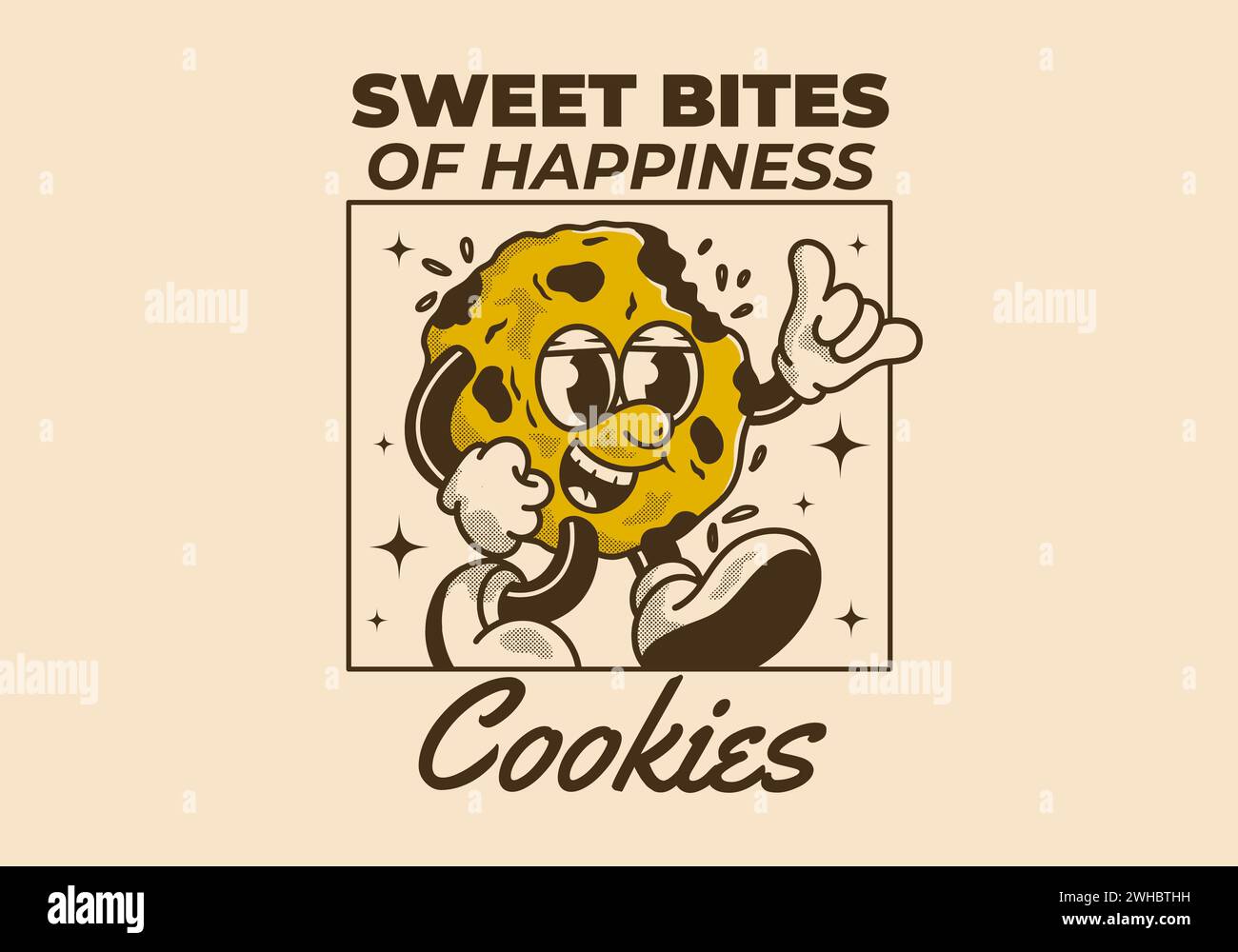 Sweet bites of happiness. Mascot character design of a walking cookies ...