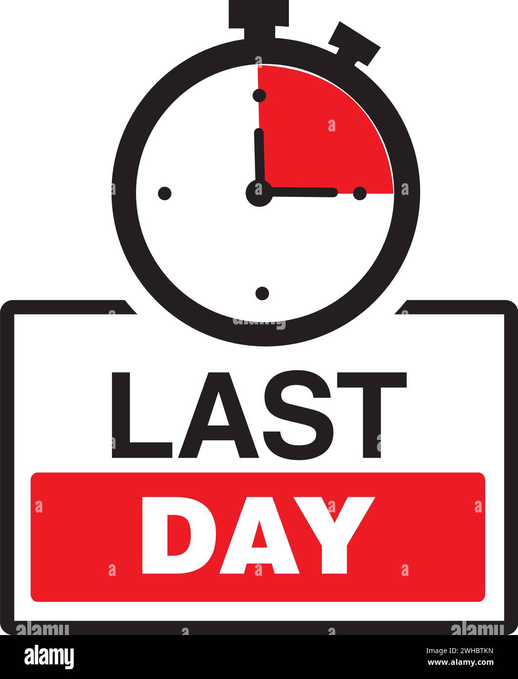 Last day offer banner with a clock on a white background with copy ...