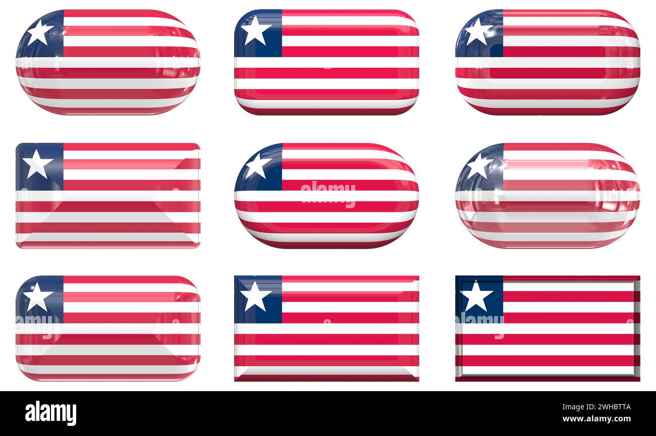 Nine glass buttons of the Flag of Liberia Stock Photo - Alamy