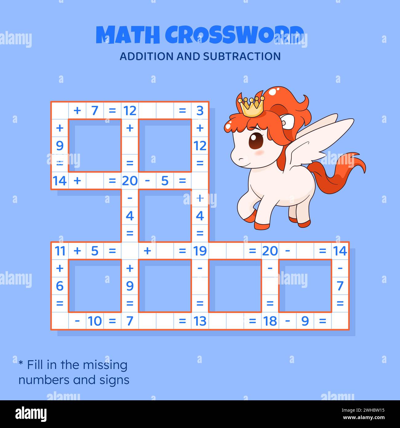 Math Crossword puzzle. Addition and subtraction Stock Vector Image ...