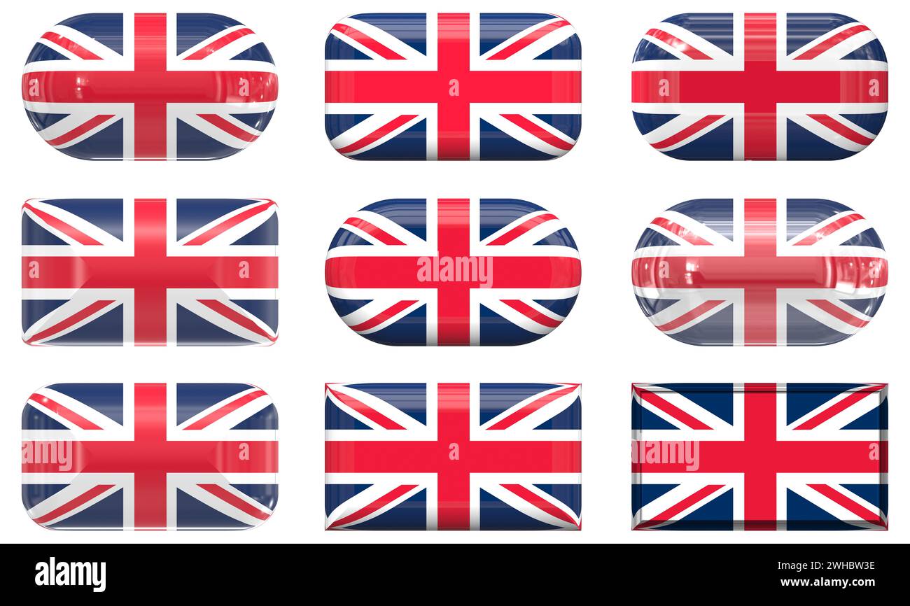 Nine glass buttons of the Flag of the United Kingdom Stock Photo - Alamy