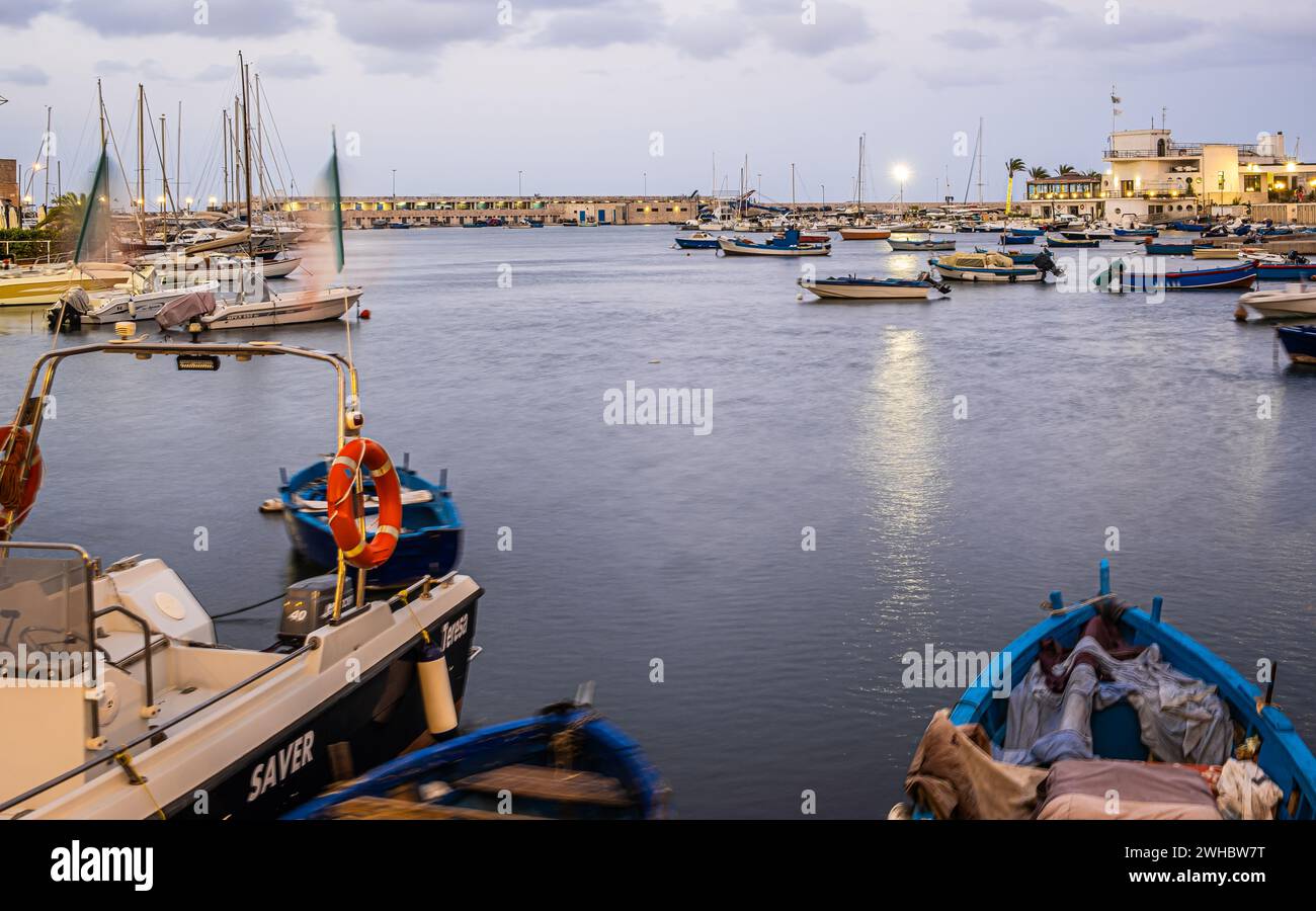 Waterfront of promenade Imperatore Augusto street at sunset, historic ...