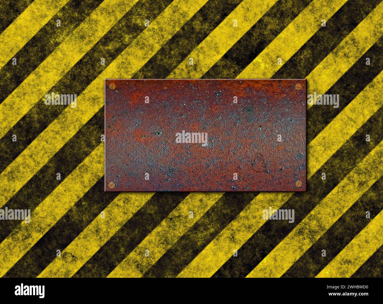 Hazard stripes plaque Stock Photo - Alamy