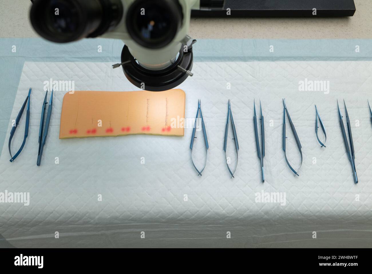 Stainless Steel Surgical Instruments on Draped Table Stock Photo - Alamy