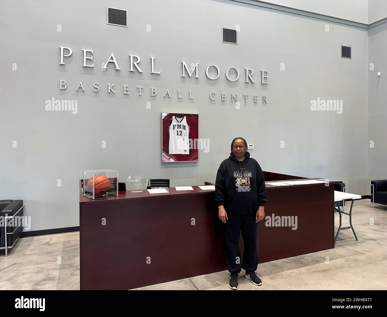 Pearl Moore poses at the Pearl Moore Basketball Center in Florence, S.C ...