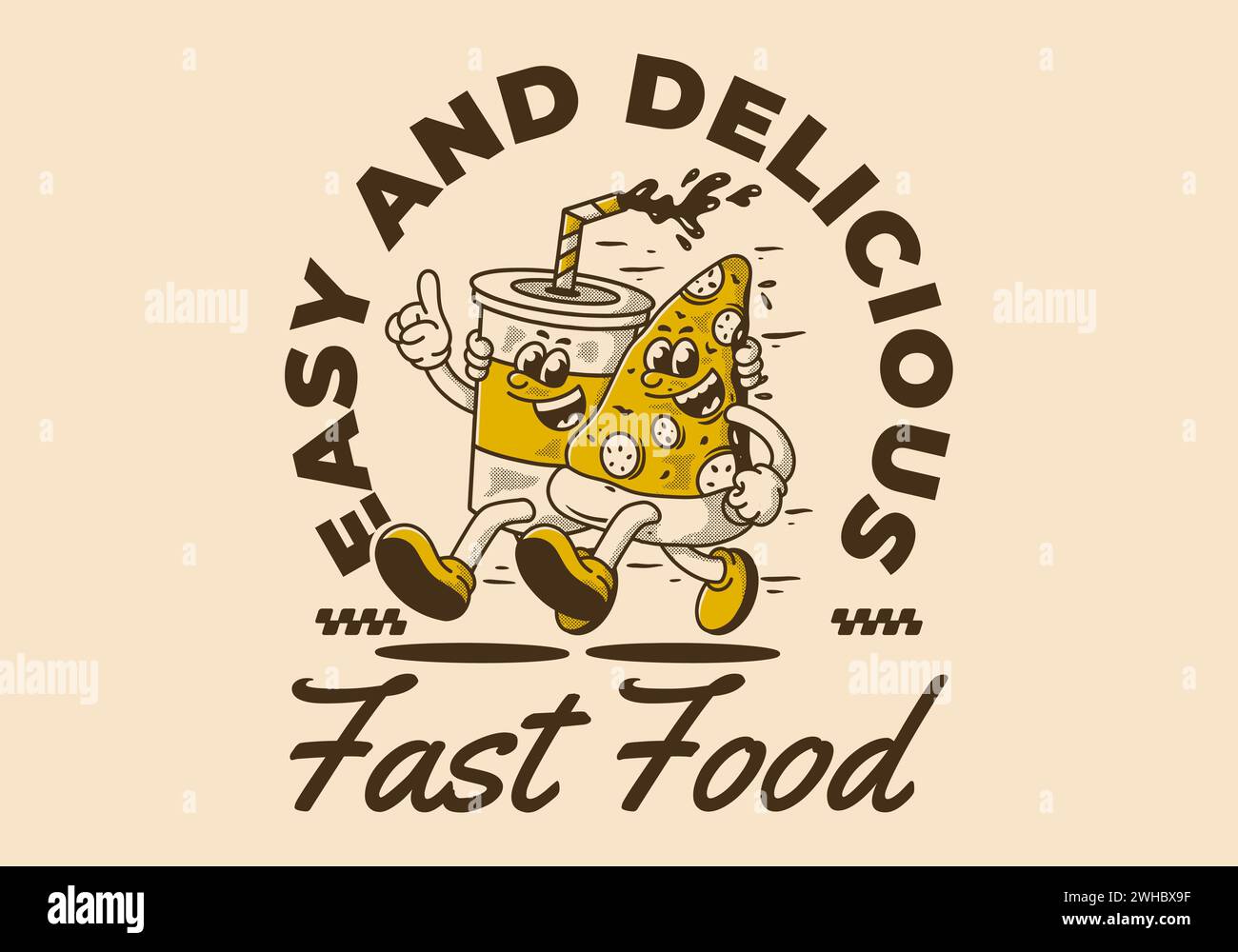 Fast food, easy and delicious. Mascot character illustration of running ...