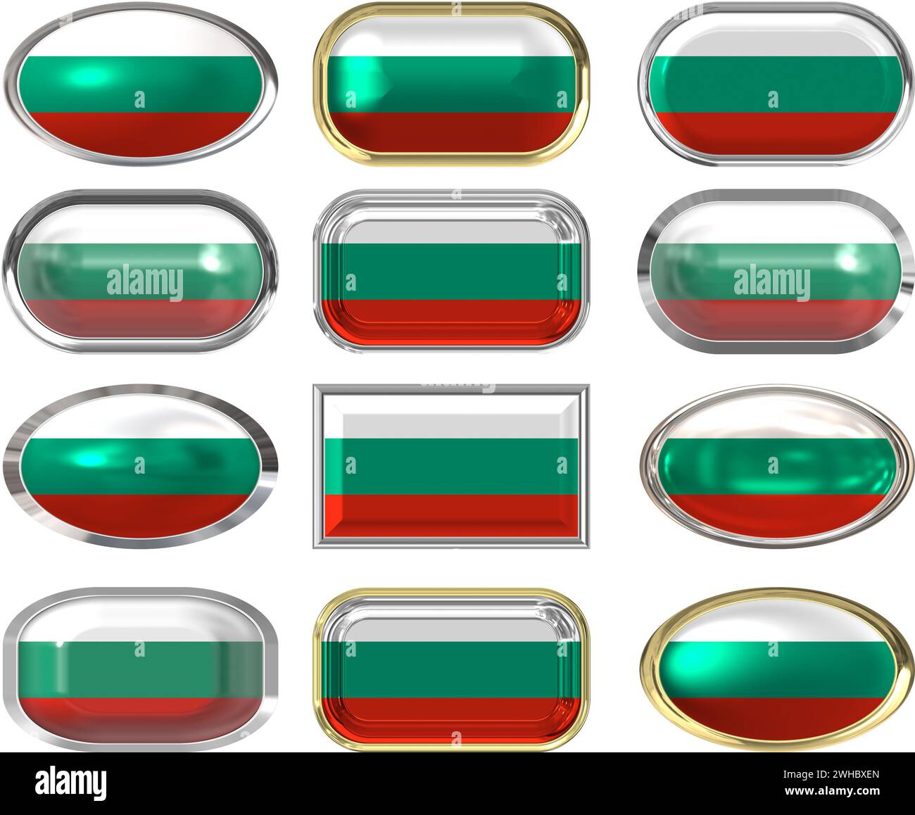Twelve buttons of the Flag of Bulgaria Stock Photo - Alamy