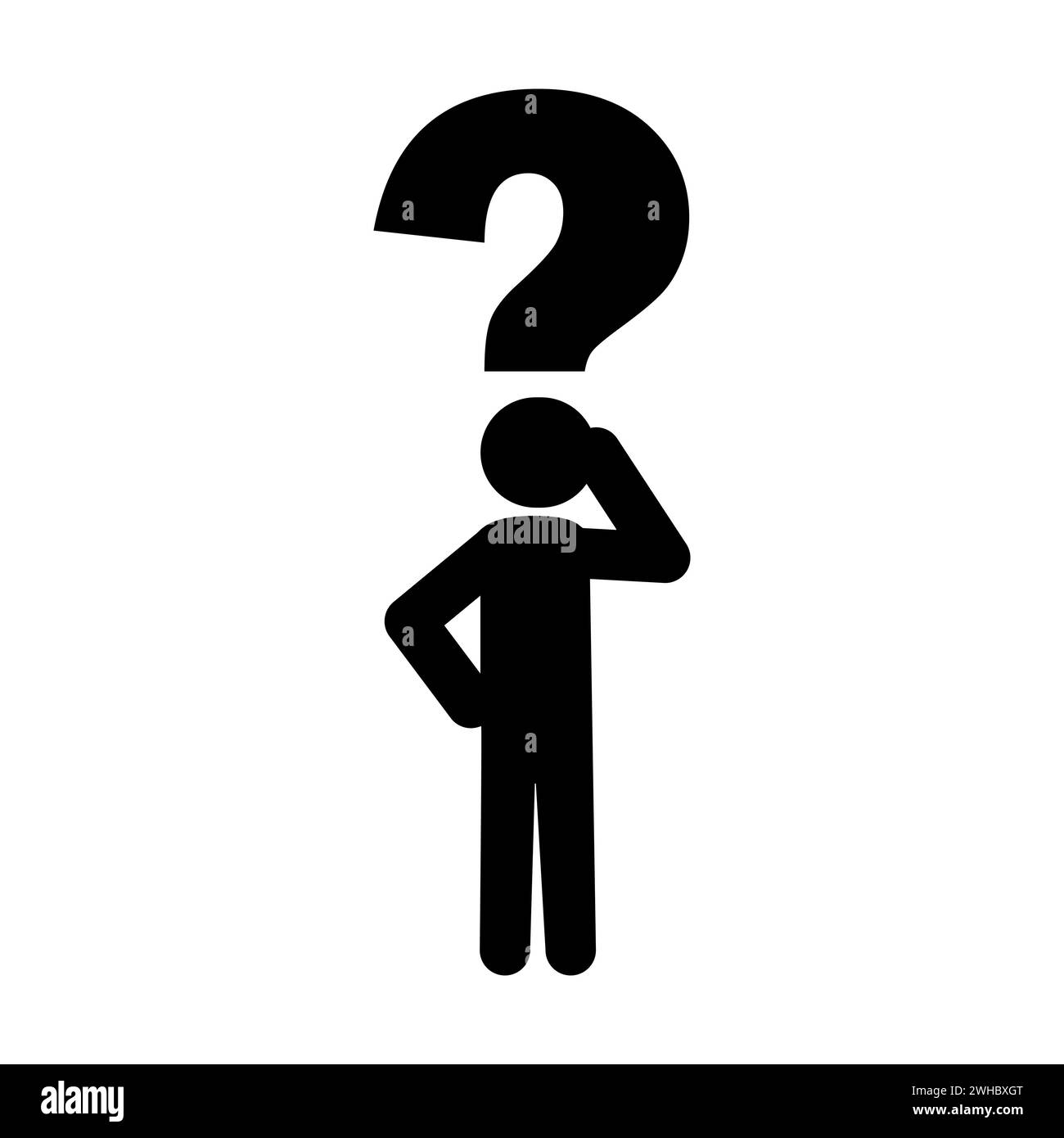 Icon of person with doubts. Question mark man icon. Vector illustration ...