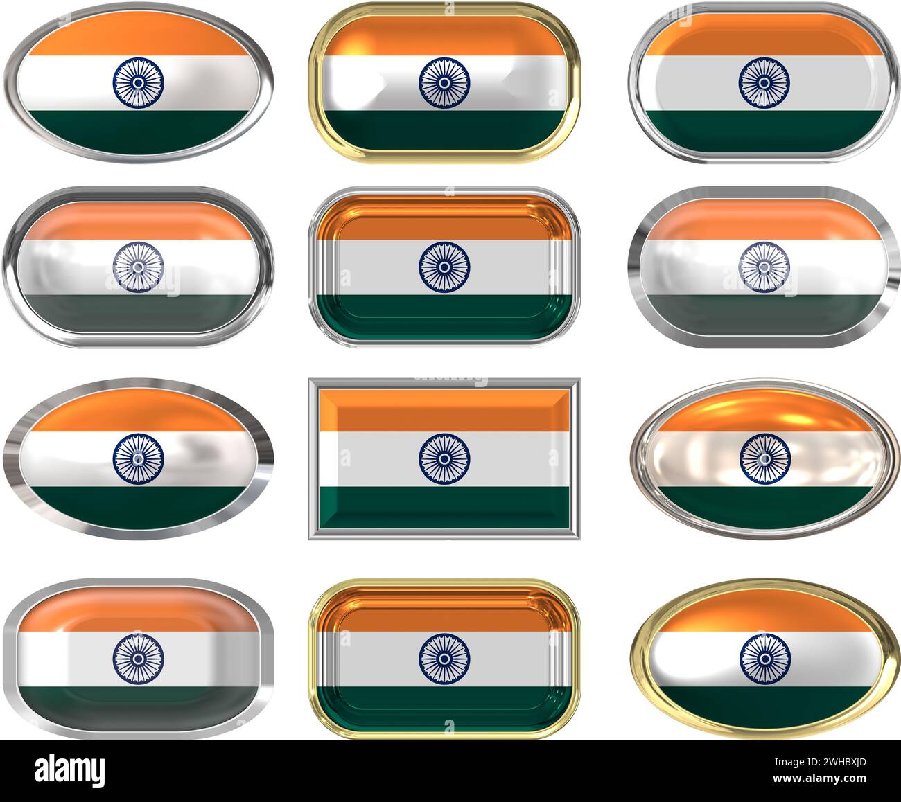 12 buttons of the Flag of India Stock Photo - Alamy