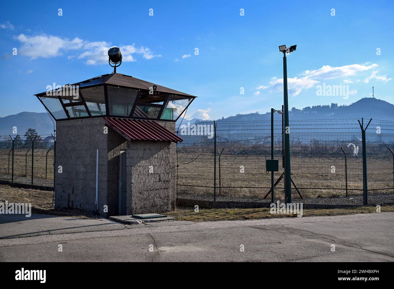 Sarajevo, Bosnia Herzegovina. 07th Feb, 2024. A watchtower at the EUFOR ...
