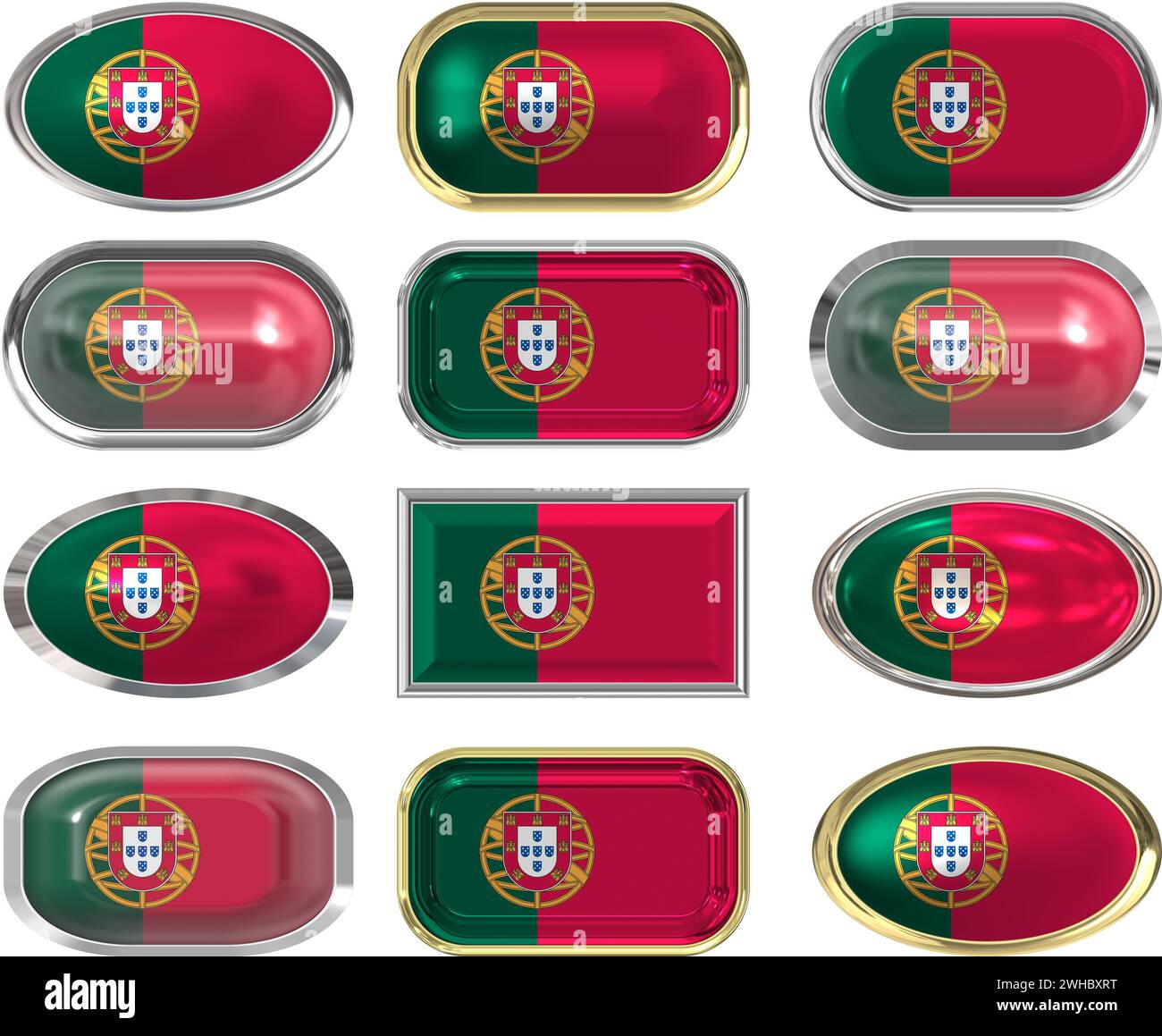 12 buttons of the Flag of Portugal Stock Photo - Alamy