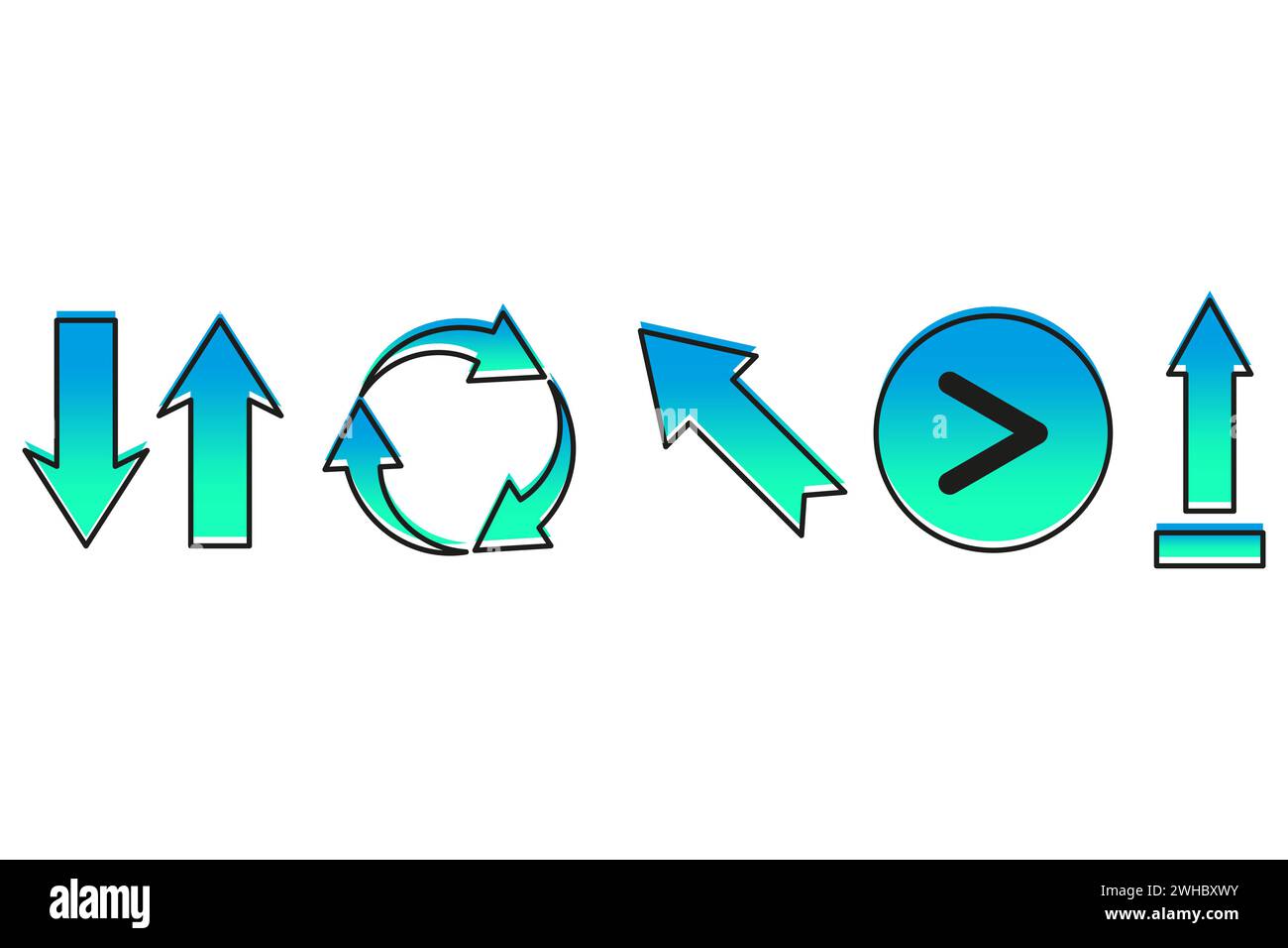 Set of line arrows, directions. Vector illustration. EPS 10. Stock ...