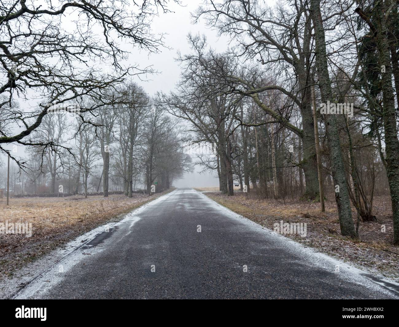 asphalt road picture, snow texture on the picture, bokeh light effect ...