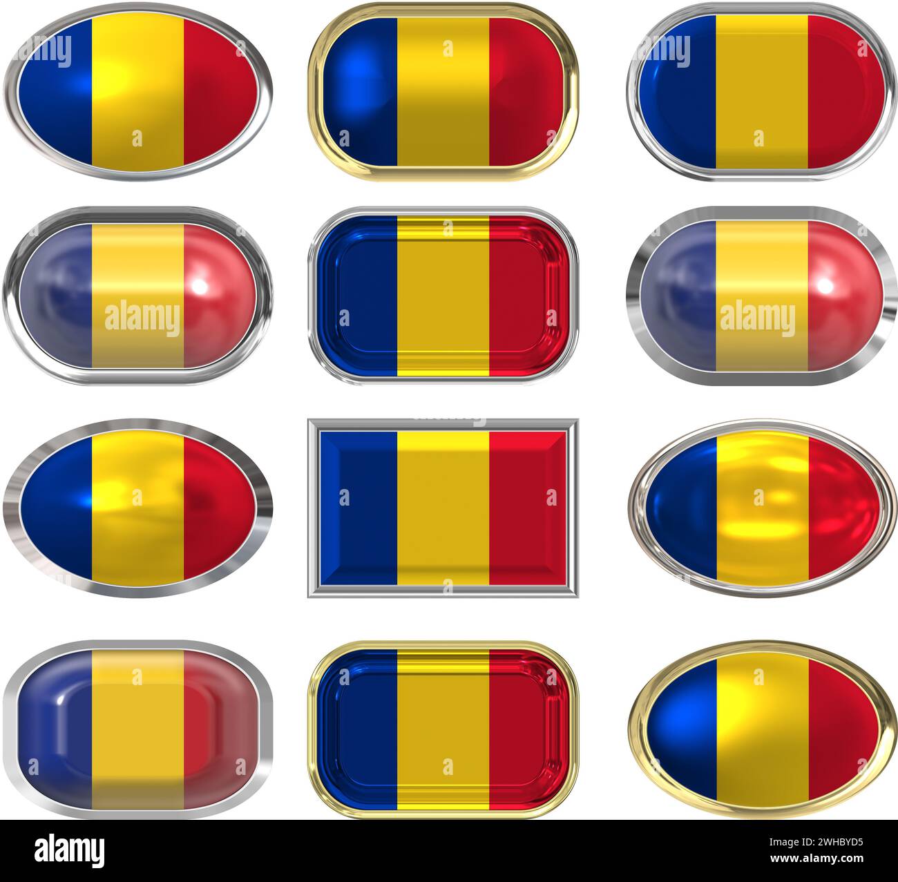 Twelve buttons of the Flag of Romania Stock Photo - Alamy
