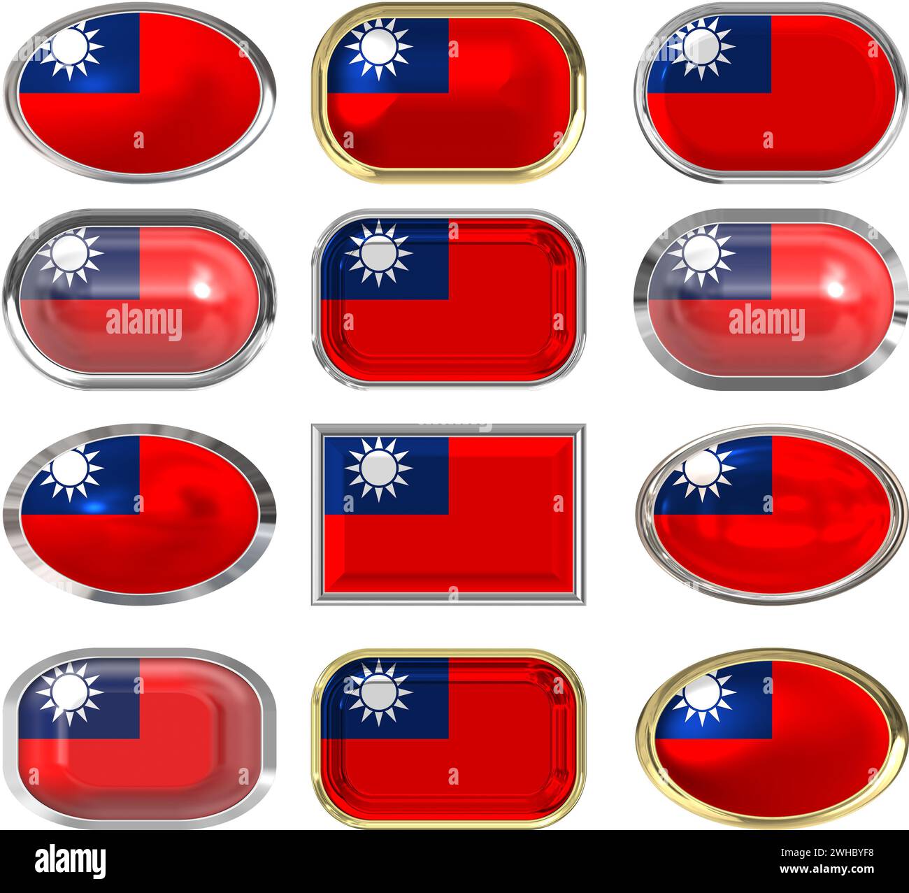 Taiwan button flag hi-res stock photography and images - Alamy
