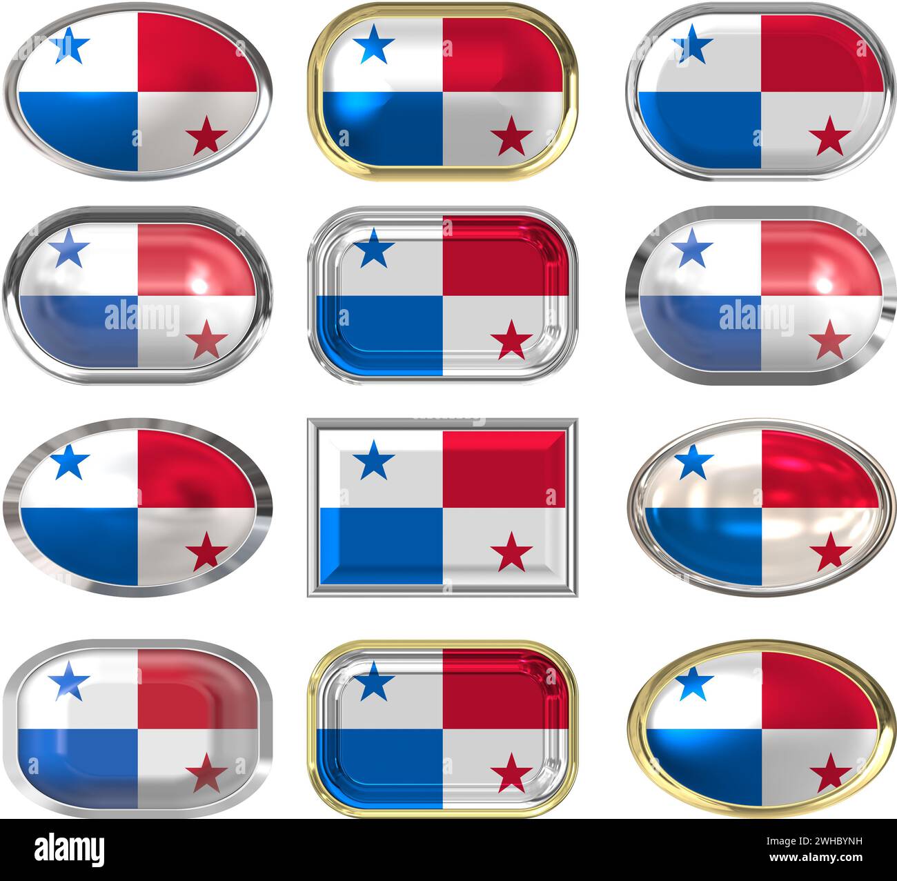Twelve buttons of the Flag of Panama Stock Photo - Alamy