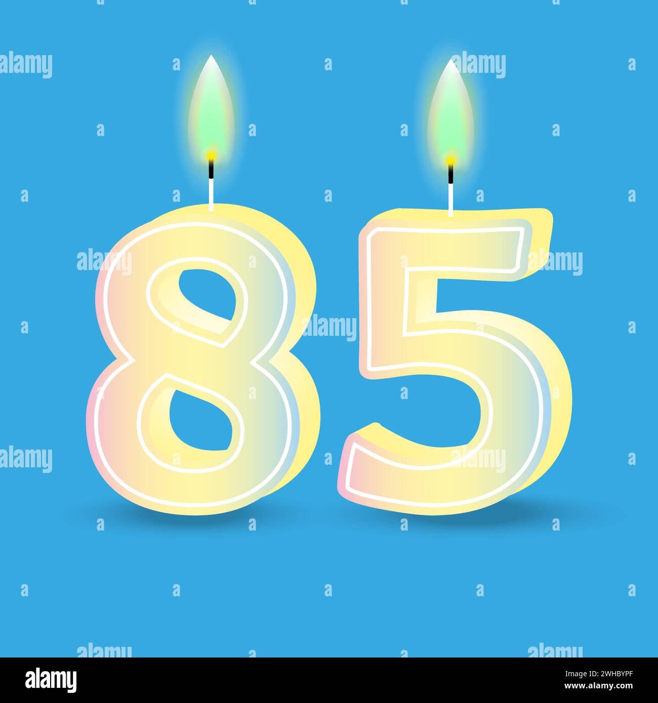 Birthday number eighty five, candle with fire. 3D number 85. Vector ...