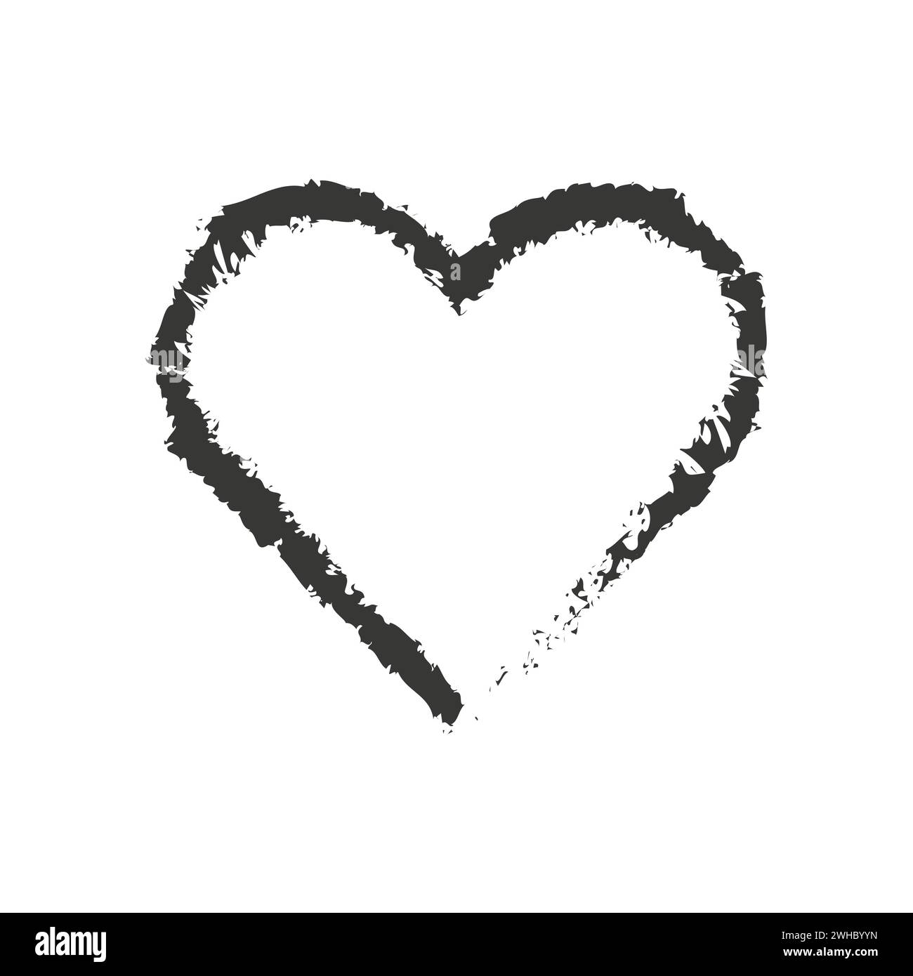 Ink and brush hand painted sign of heart. Vector illustration. EPS 10 ...