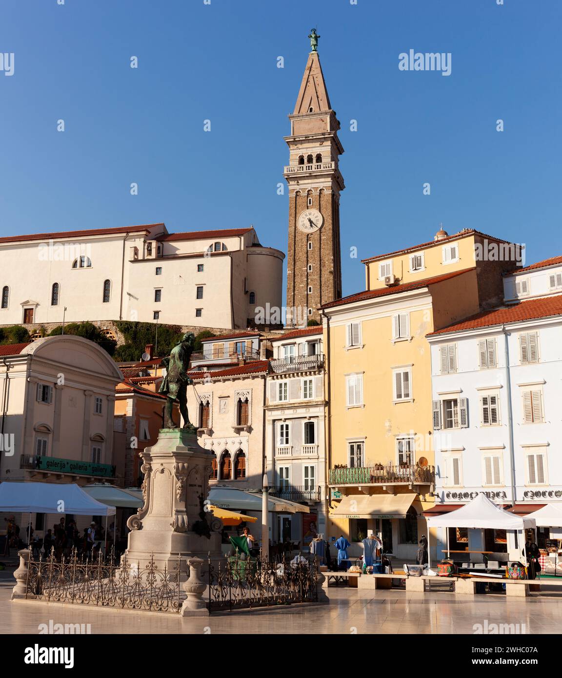 Piran, Slovenia - August 26, 2023: Statue of renowned violinist ...