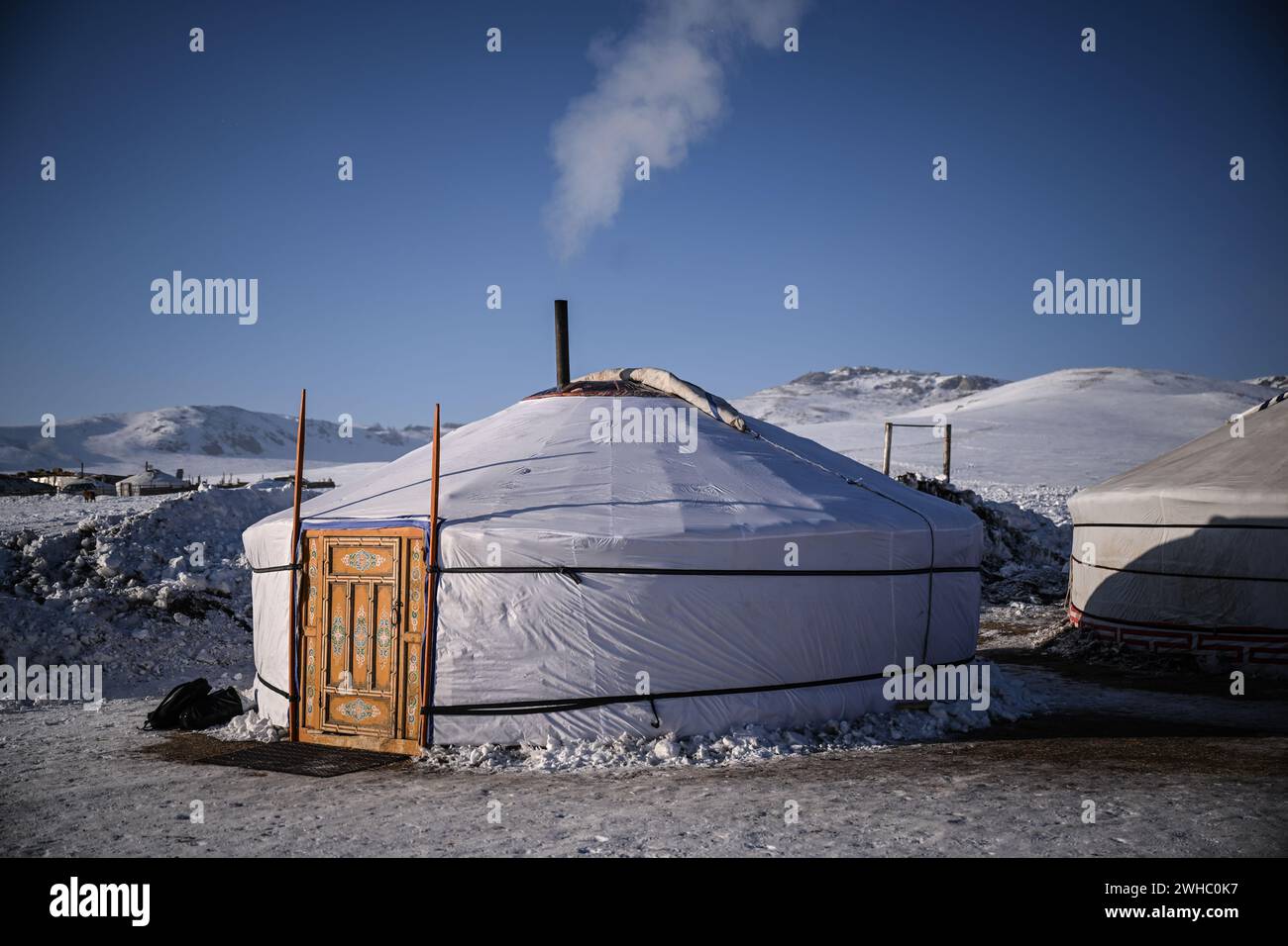 Tuv Aimak, Mongolia. 08th Feb, 2024. A yurt belonging to a nomadic ...
