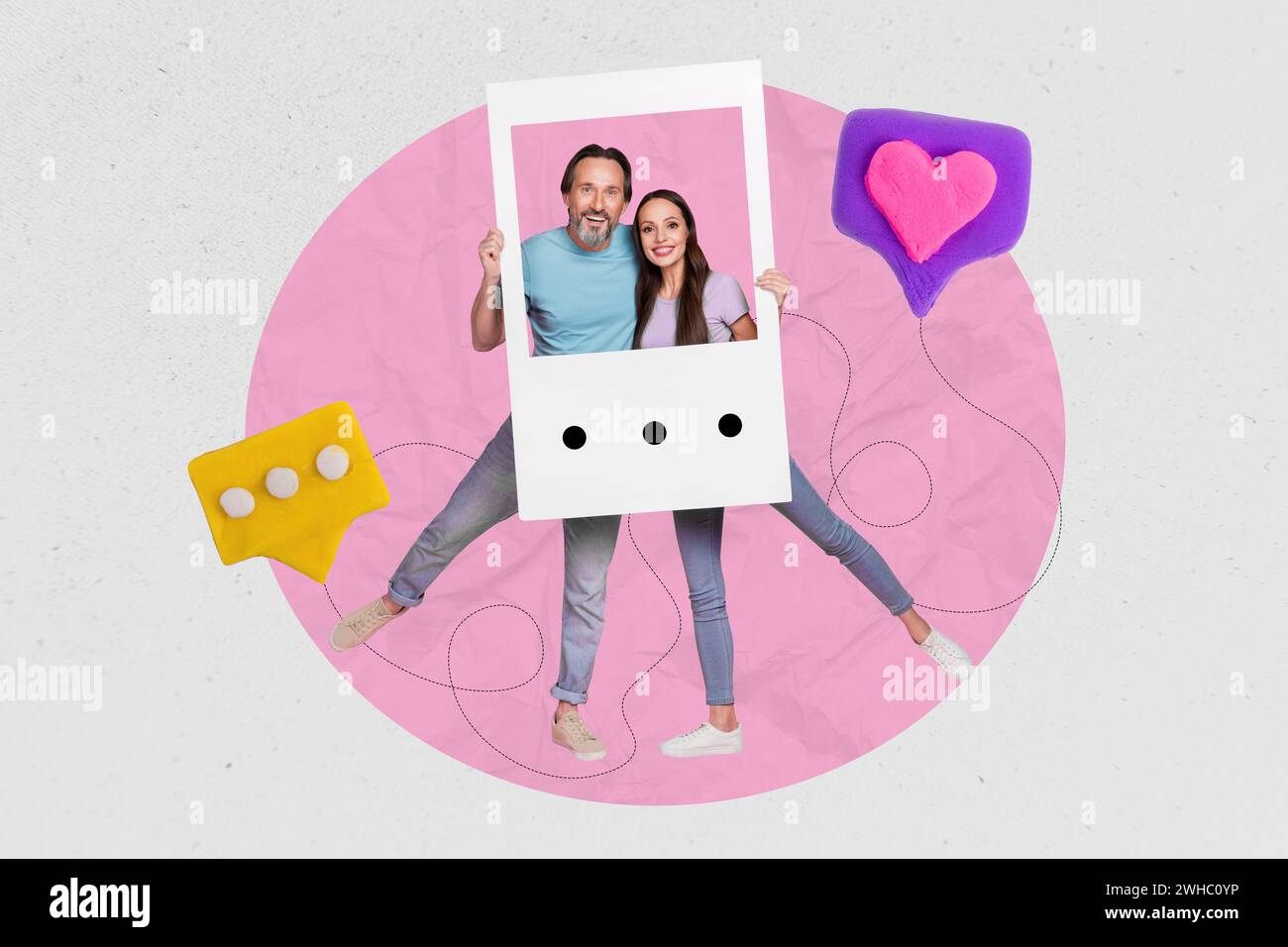 Photo image two standing partners lovers couple spouse family social ...