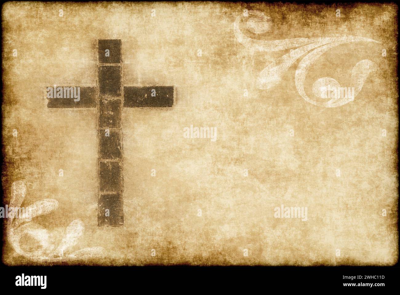 Christian cross on parchment Stock Photo - Alamy