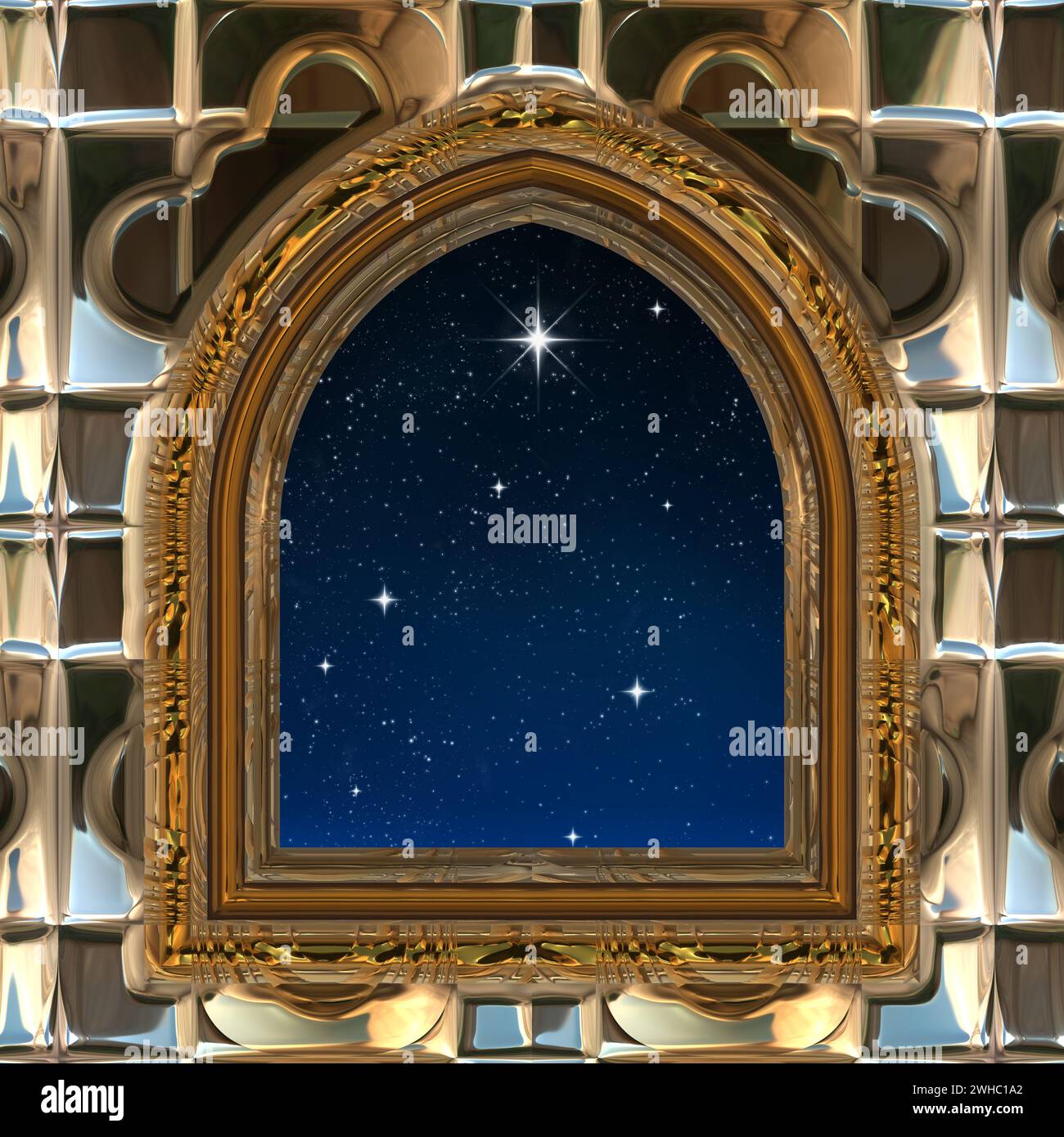 Window looking out to night sky with wishing star Stock Photo - Alamy