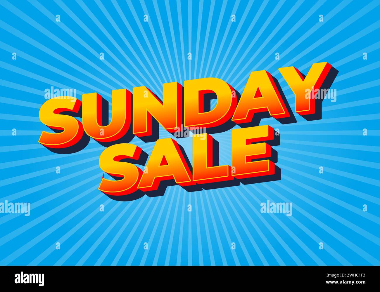 Sunday sale. Text effect design in 3D style and eye catching colors ...