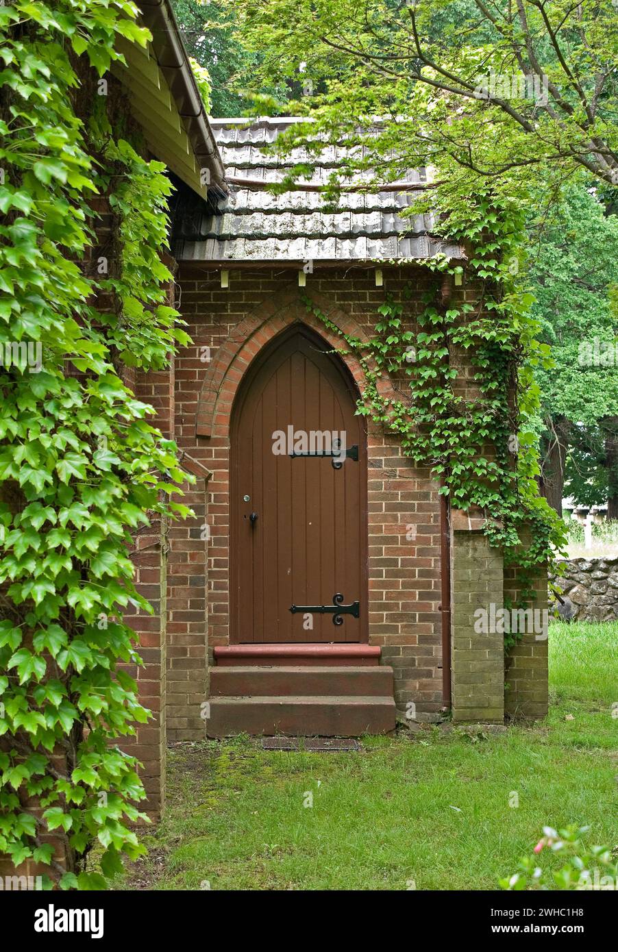 Vine covered church building Stock Photo - Alamy
