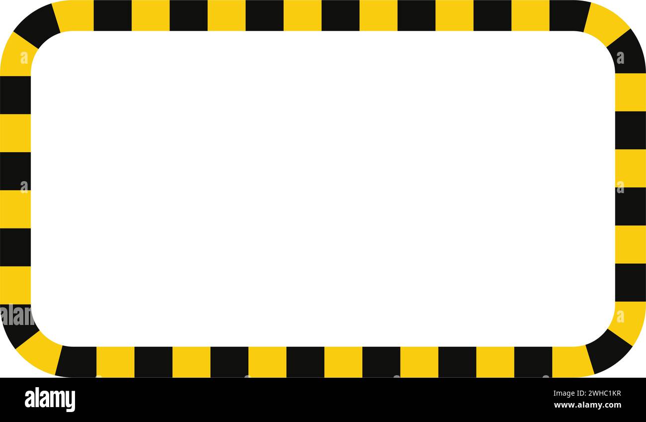 Warning rectangle frame with yellow and black tape. Barricade lines. Rectangle warn frame with ...
