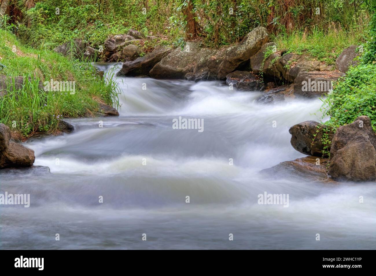Water coming down a river Stock Photo - Alamy