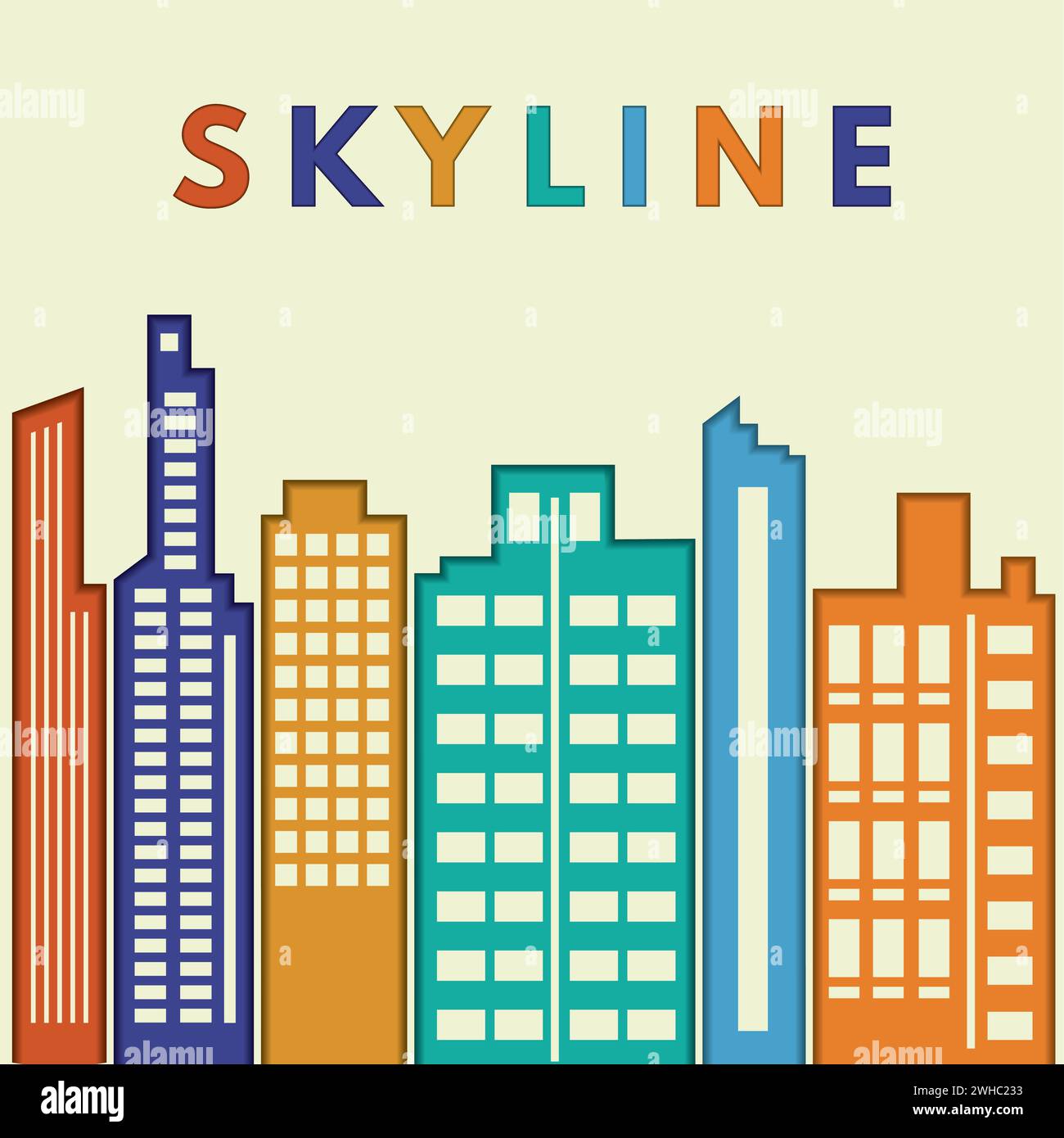 Abstract city skyline with different colored buildings Vector Stock ...