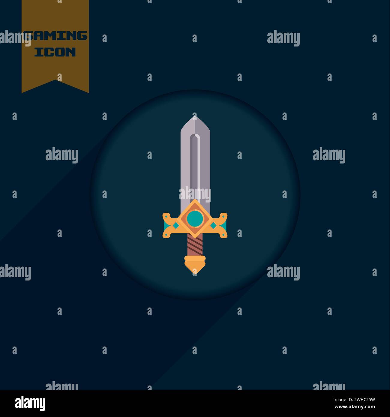 Isolated colored retro videogame sword medieval weapon icon Vector ...