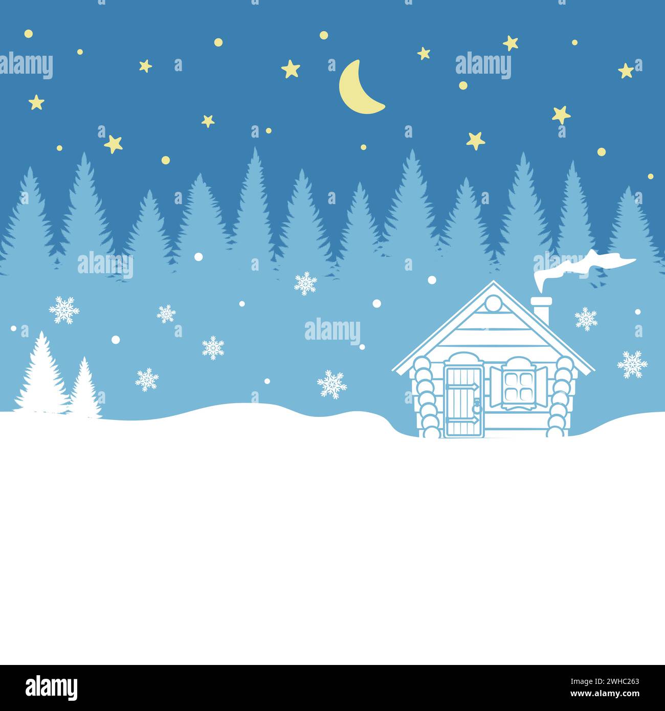Horizontal seamless pattern with forest, house, starry sky. Winter vector background Stock ...